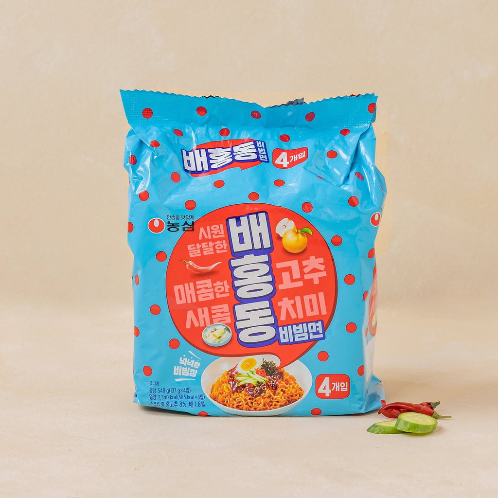 농심 배홍동 비빔면 멀티팩 (137g*4ea) | Baehongdong Bibimmyeon(Korean Spicy Dry Noodle) | sarangmartsg