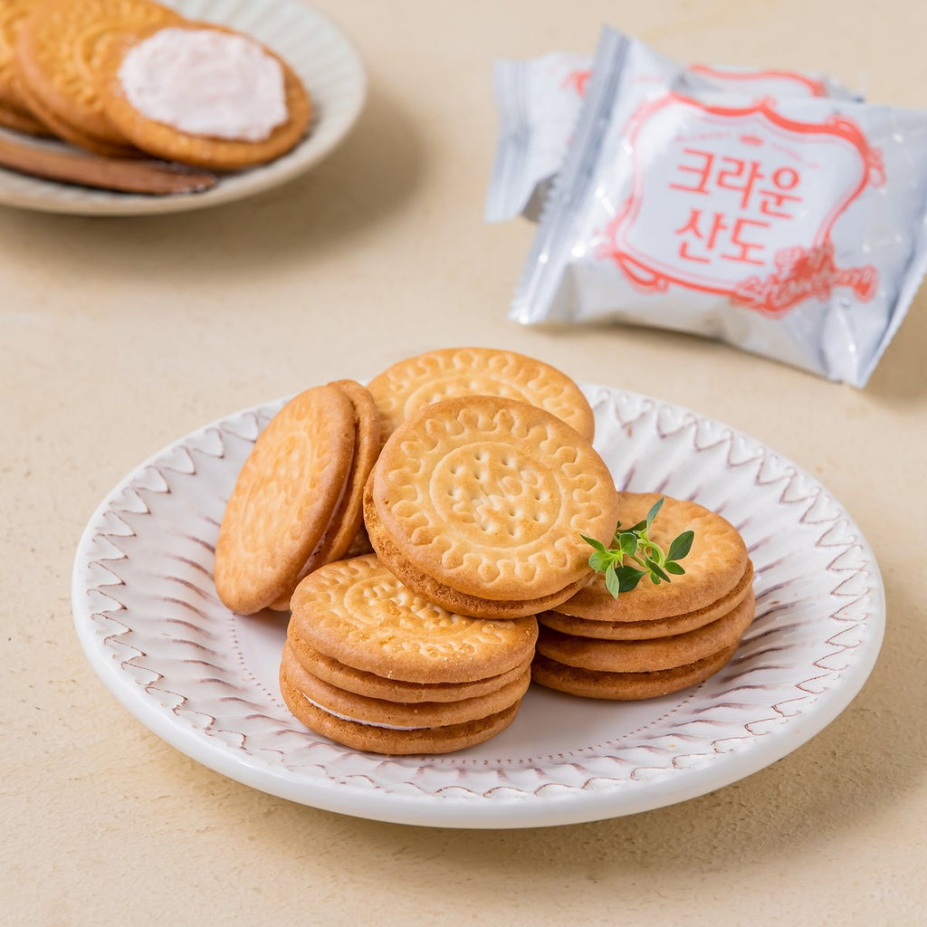 크라운 산도 딸기크림치즈 161g(8Packs) | Crown Sando Strawberry Cream Cheese ...